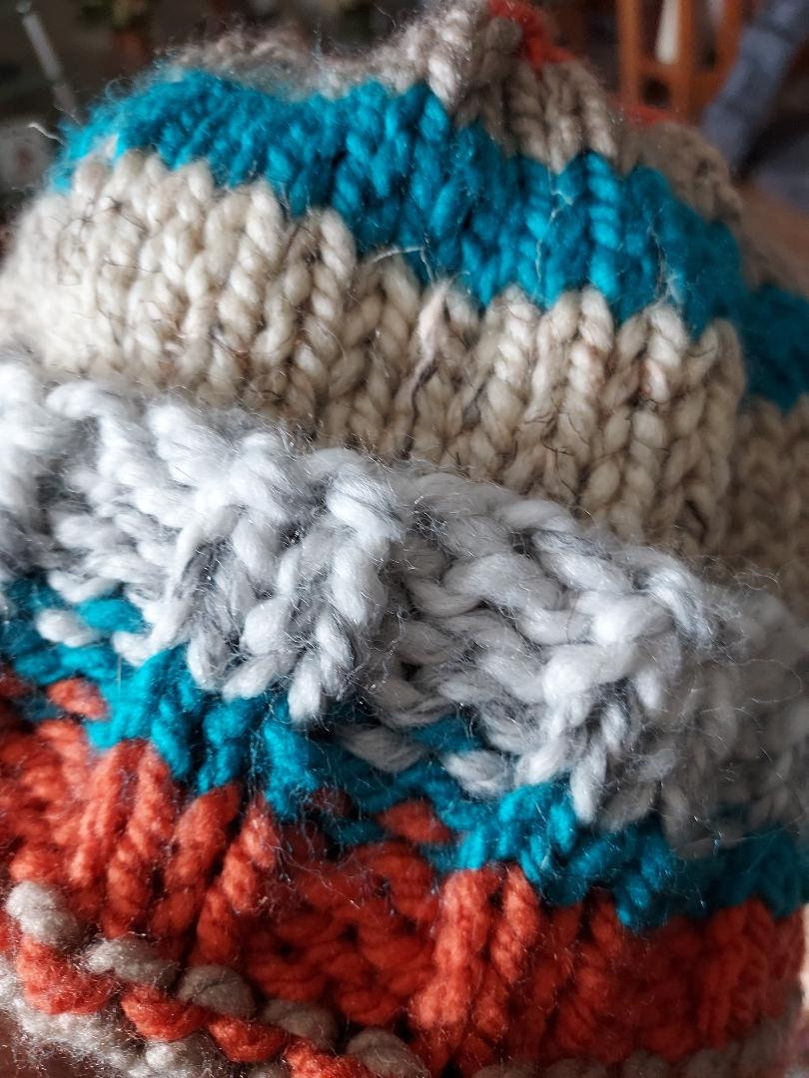 Hand Knit Scrap Beanie, Soft, Colorful, Cozy & Chunky Knit, Boho Beanie ...