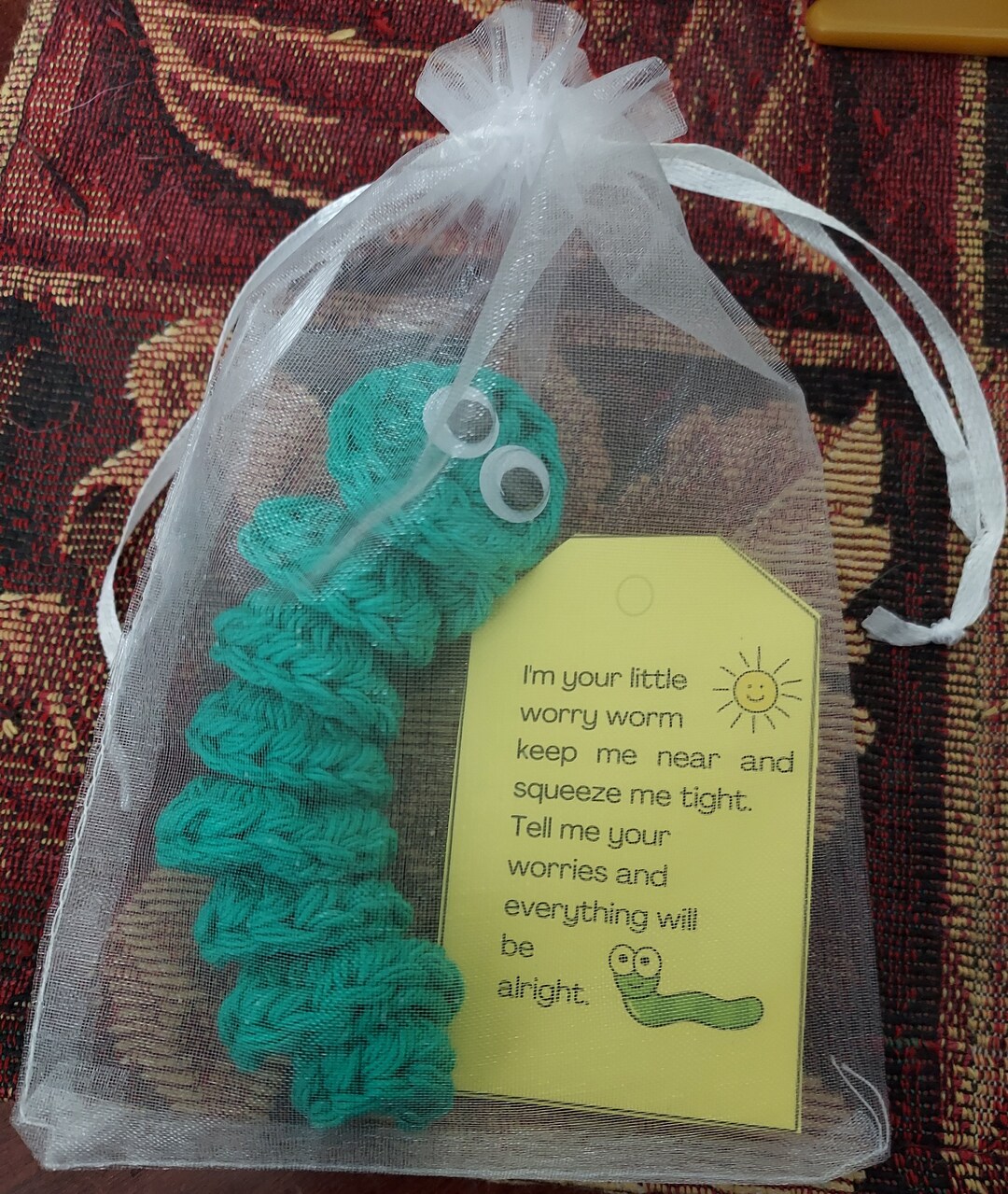 Worry Worm Worm Buddy, Anxiety Pet, Fidget Toy, Amigurumi, Handmade ...
