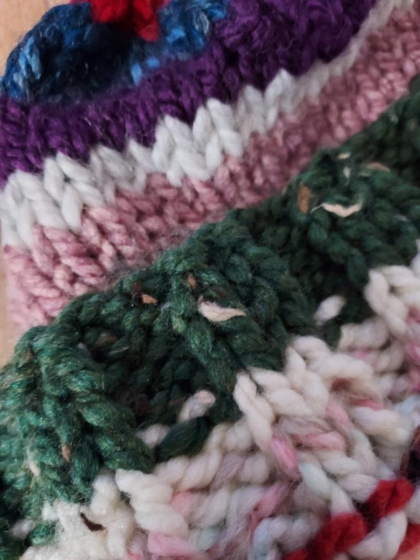 Hand Knit Scrap Beanie, Soft, Colorful, Cozy & Chunky Knit, Boho Beanie ...