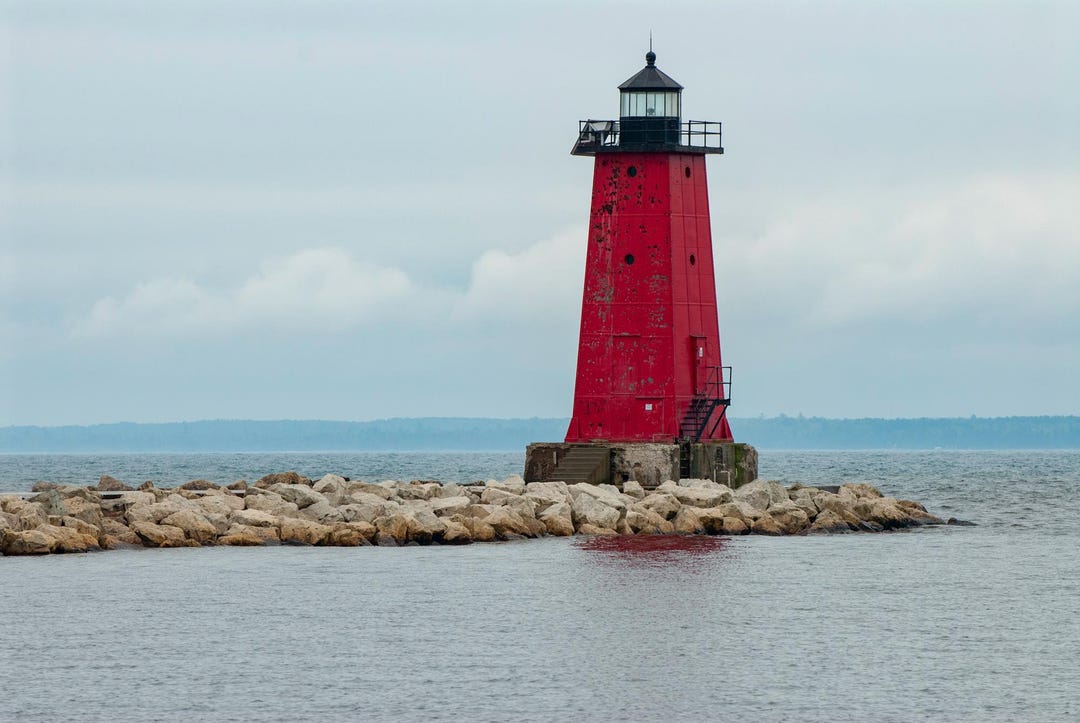 Manistique Lighthouse Print Northern Michigan Photography Lighthouse ...