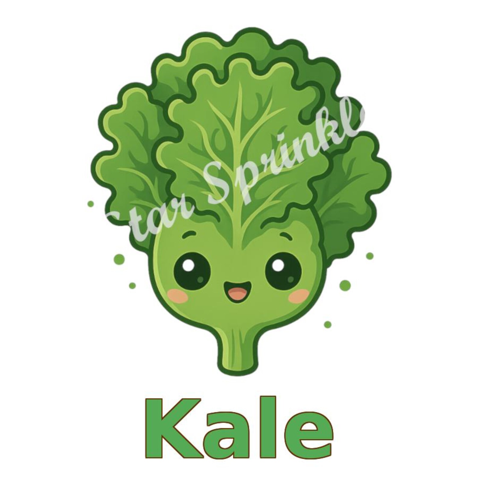 Kawaii Kale Garden Marker – Cute Printable Plant Label for Kids, Chibi ...