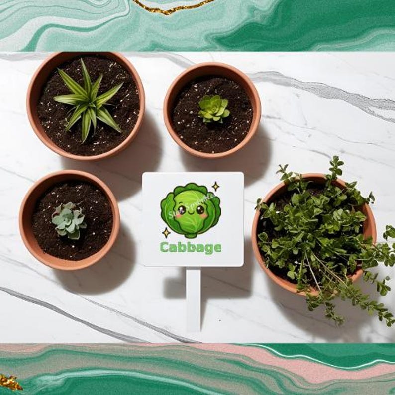 Kawaii Cabbage Garden Marker – Cute Printable Plant Label, Chibi ...
