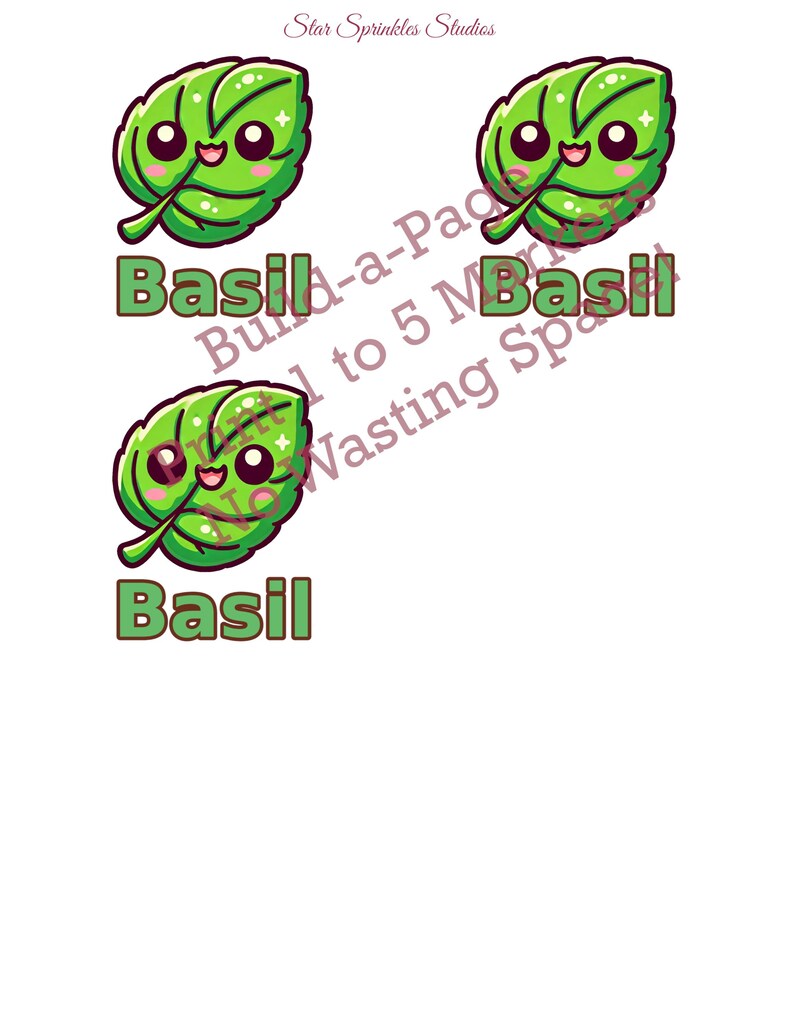 Kawaii Basil Garden Marker – Cute Chibi Plant Label Printable for Herb ...