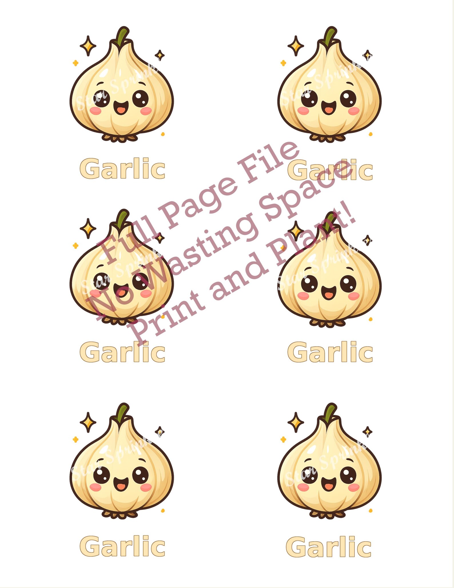 Kawaii Garlic Garden Marker – Cute Printable Plant Label for Kids ...