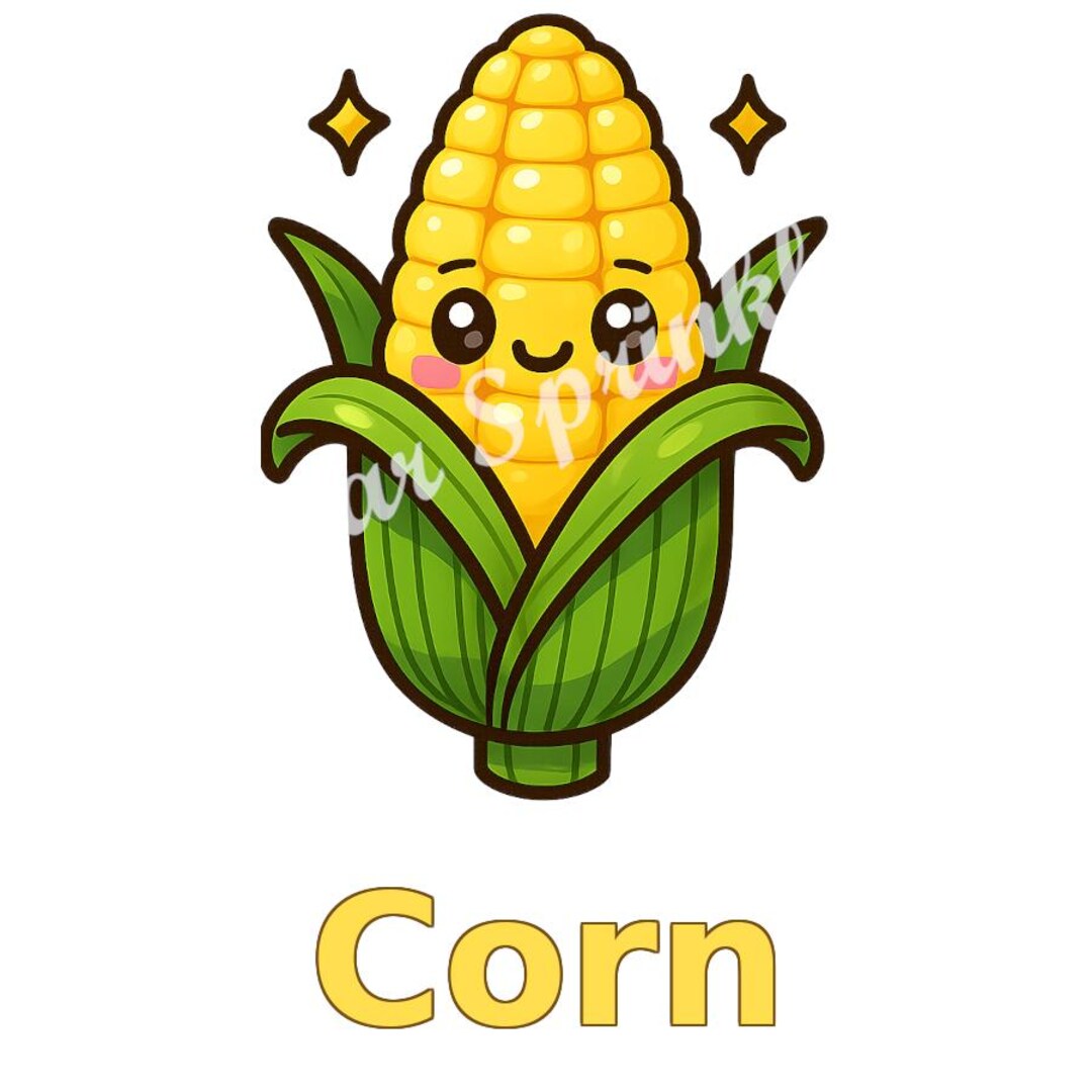 Kawaii Corn Garden Marker – Cute Printable Plant Label, Chibi Vegetable ...