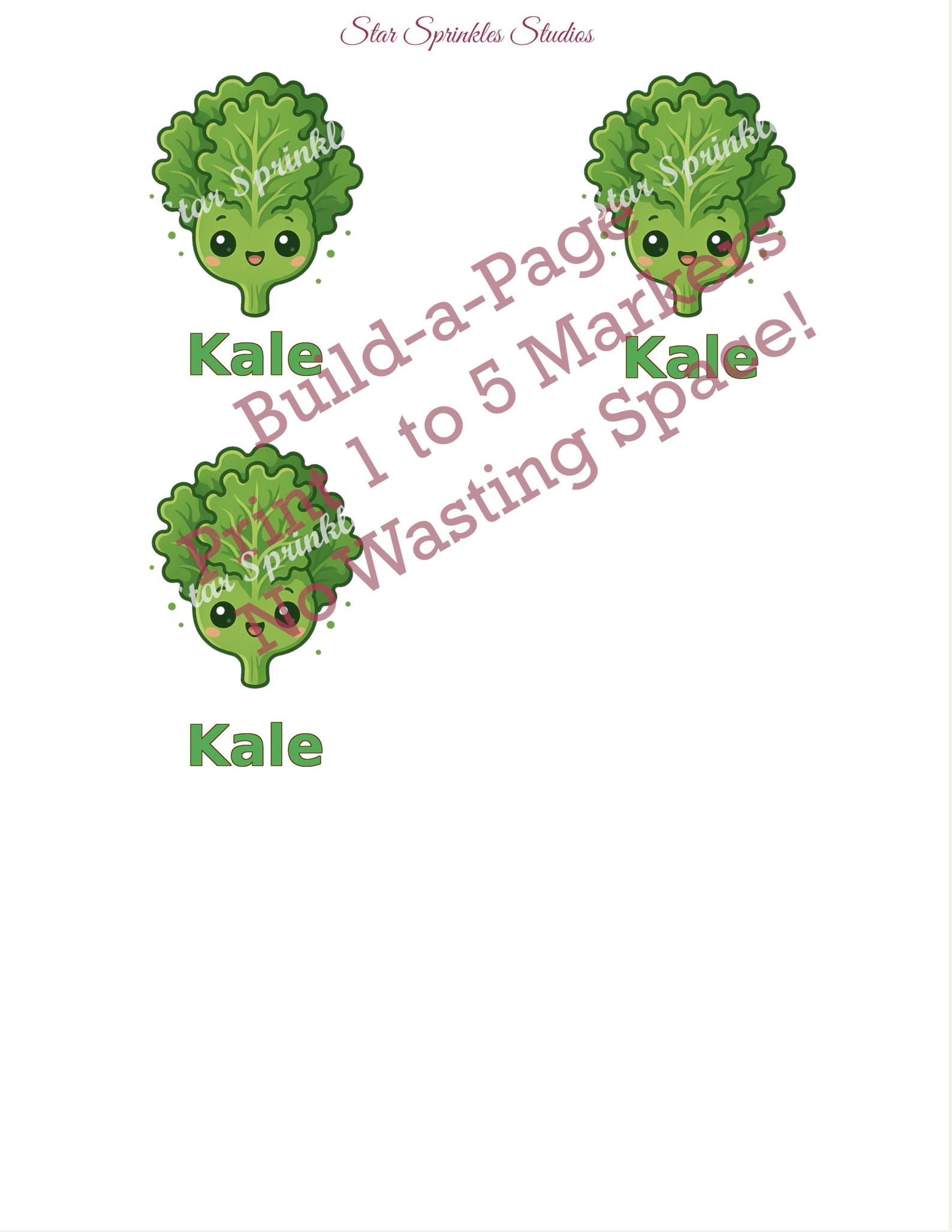 Kawaii Kale Garden Marker – Cute Printable Plant Label for Kids, Chibi ...