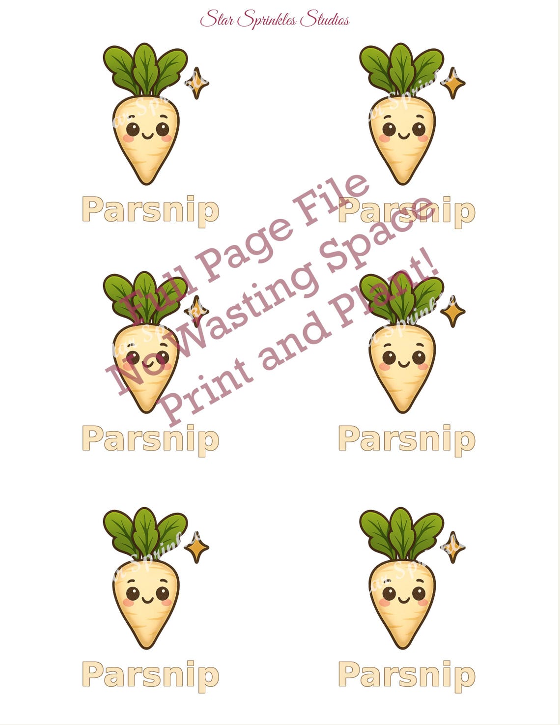 Kawaii Parsnip Garden Marker – Cute Printable Plant Label, Chibi ...