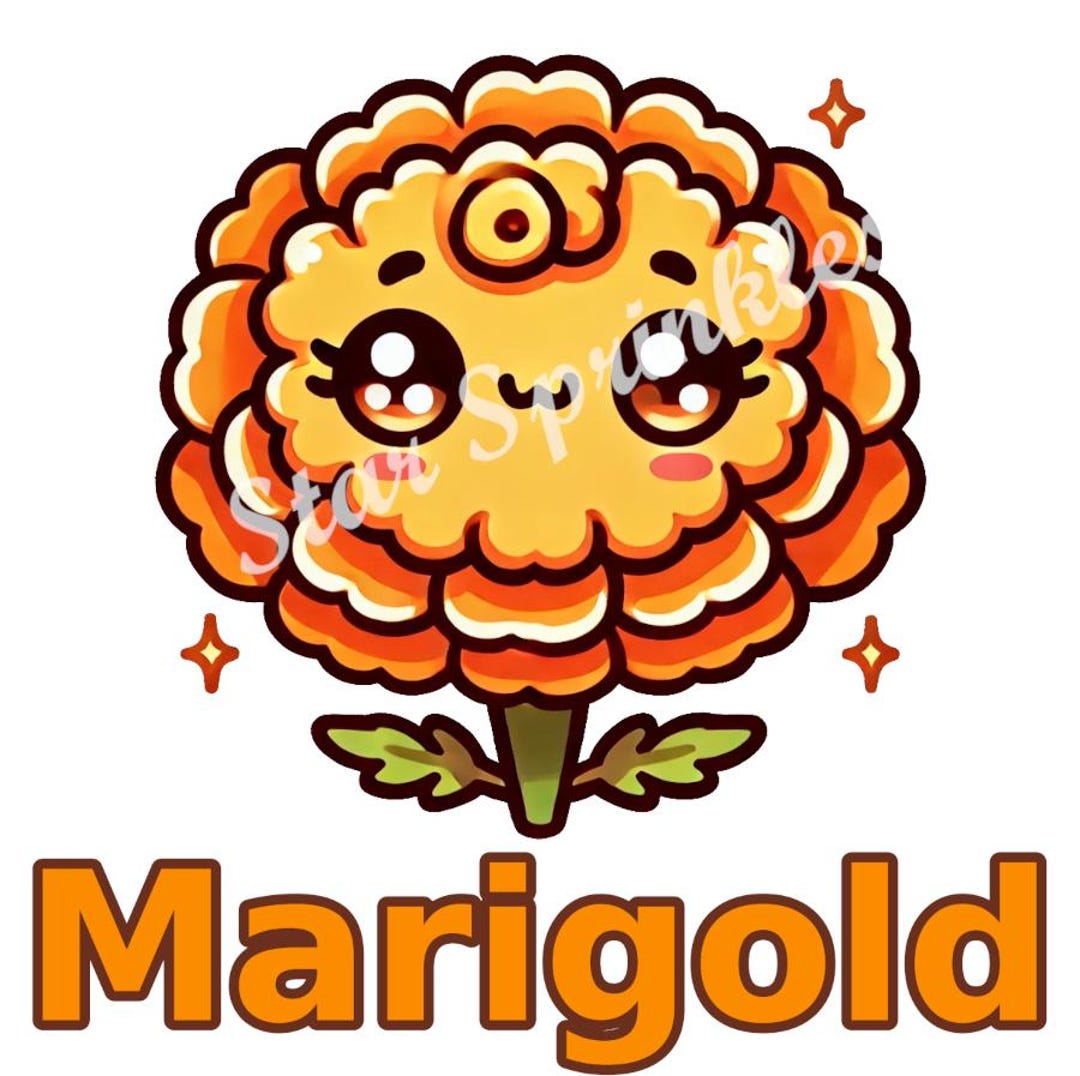 Kawaii Marigold Garden Marker – Cute Printable Plant Label for Kids ...