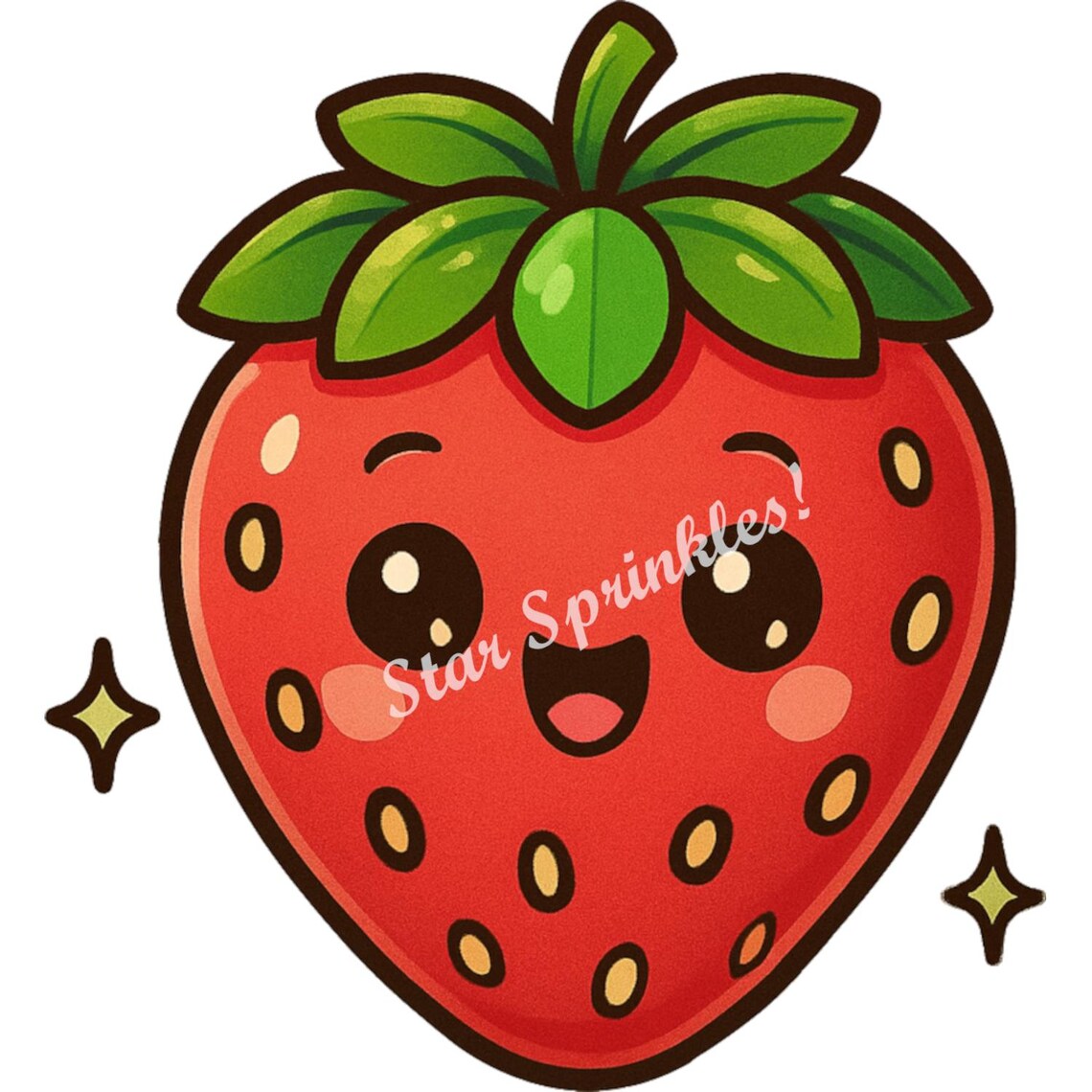 Kawaii Strawberry Sticker Pack: Chibi Fruit Planner Stickers (digital ...