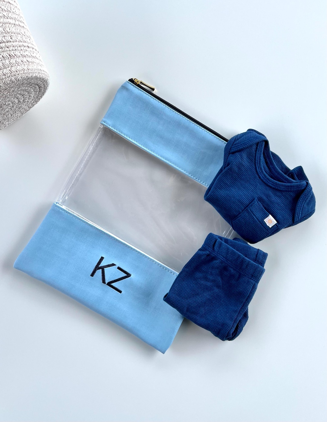 Personalized Baby Clothes Bag: Blue Waterproof Daycare Organizer - Etsy