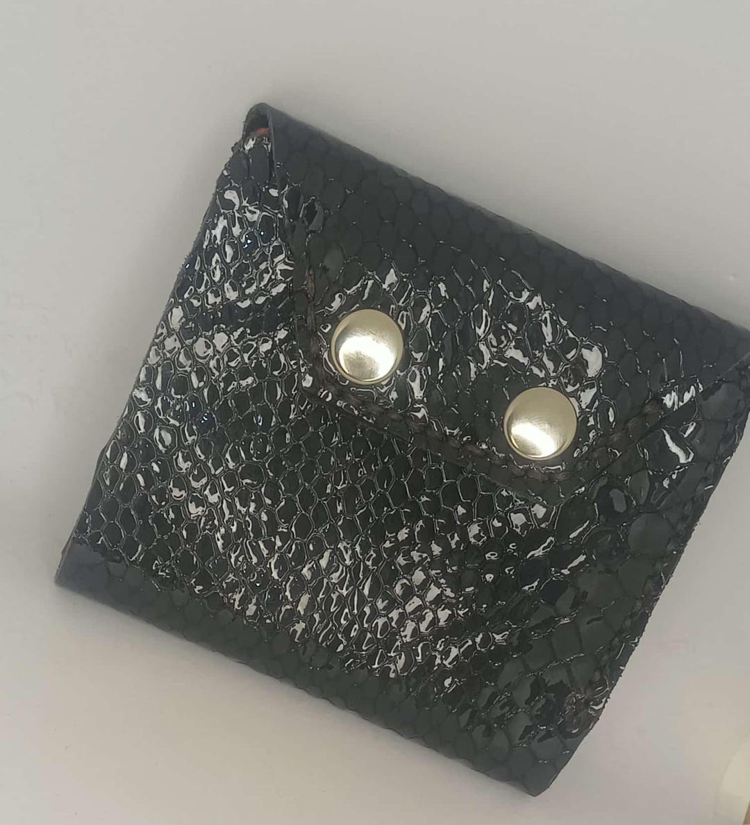 Handmade Black Croc Embossed Leather Card Holder, Slim Minimal Wallet ...