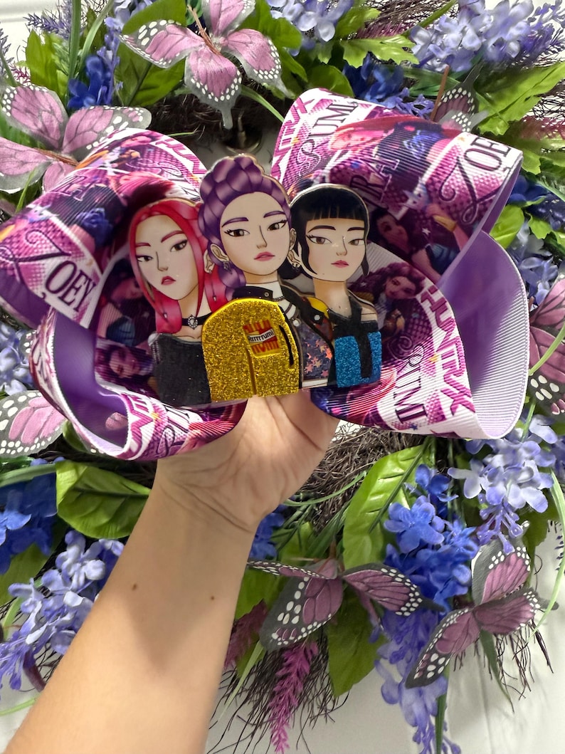 Kpop Demon Hunters Hair Bow, Purple Sequin Cheer Bow - Etsy