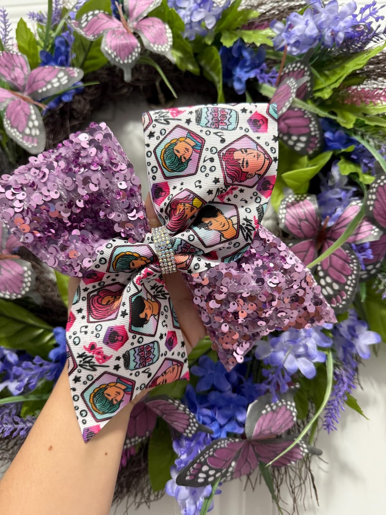 Kpop Demon Hunters Hair Bow, Purple Sequin Cheer Bow - Etsy