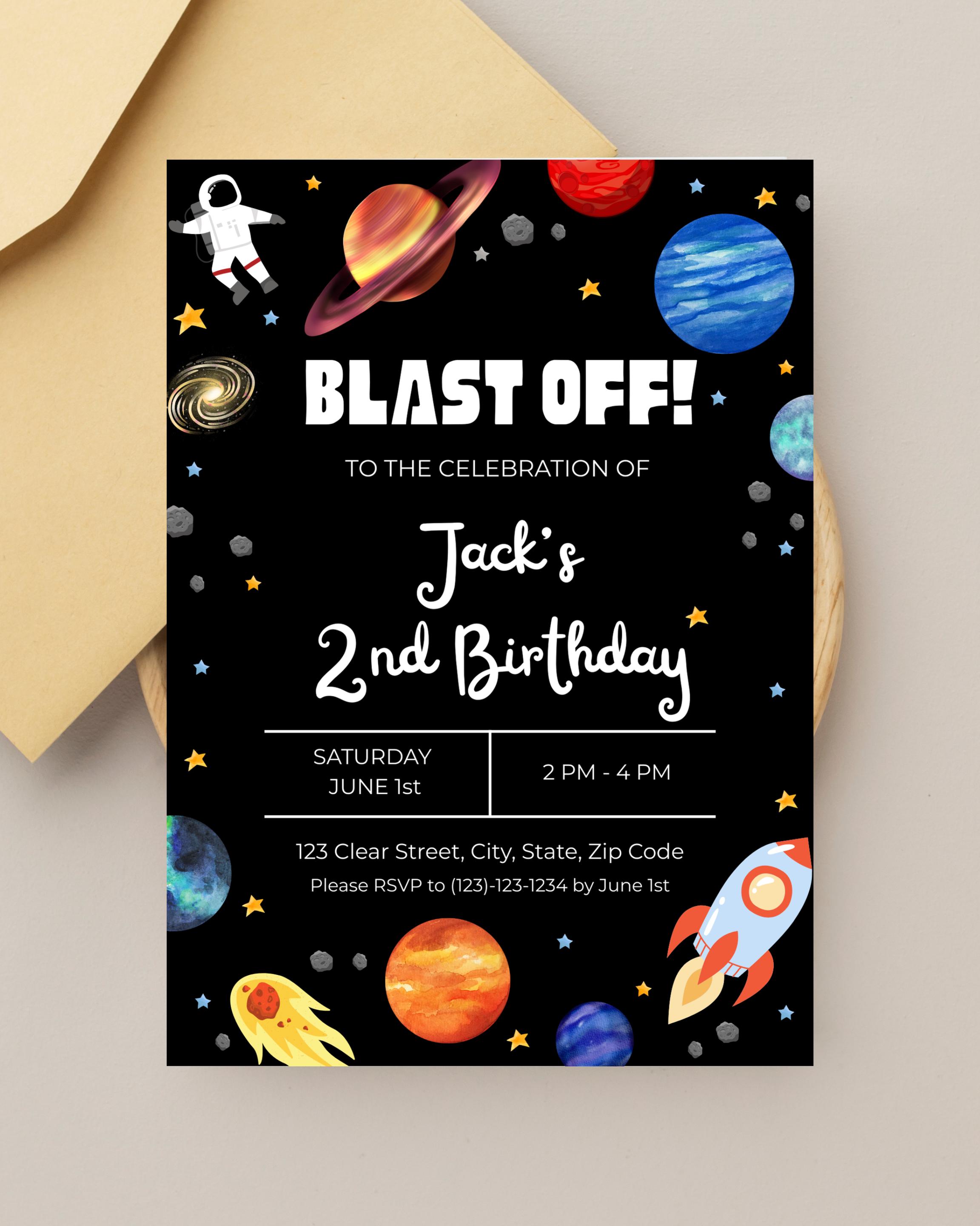 Editable Space Birthday Party Invitation - Etsy