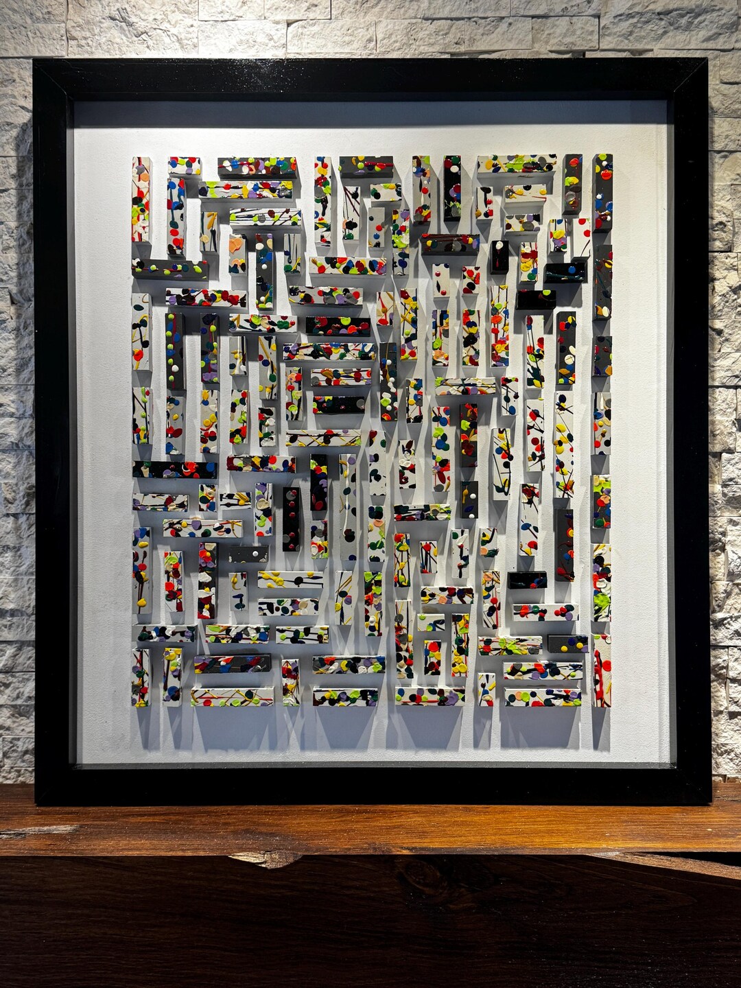 Colorful 3D Wall Art Using Small Pieces of Wood, Colorfully Painted in ...