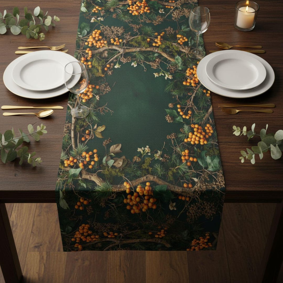 Golden Berries Orchard Table Runner Autumn Forest Botanical Decor - Etsy