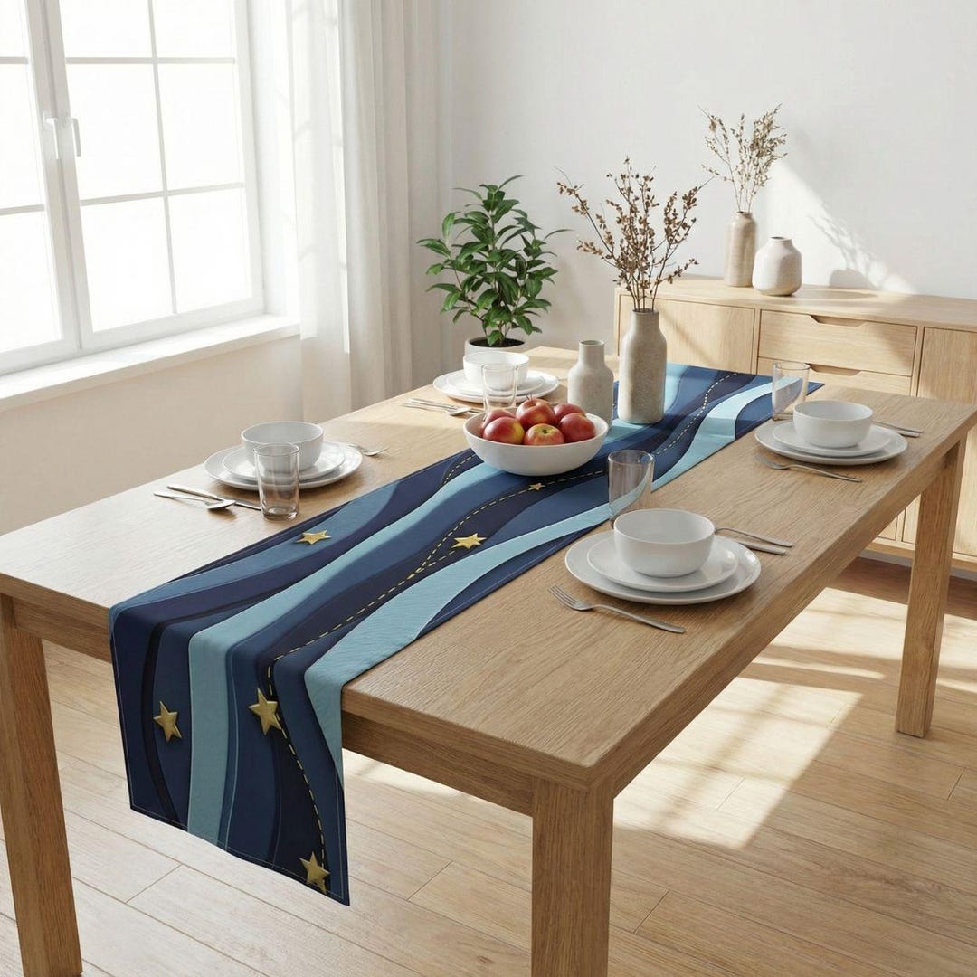 Celestial Table Runner: Wavy Night Sky, Star Constellation Decor - Etsy