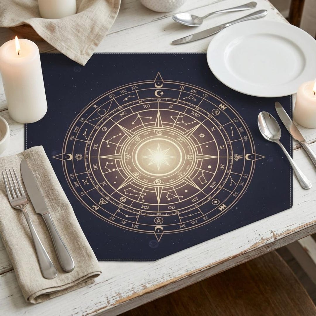 Zodiac Compass Placemat | Celestial Astrology Table Decor - Etsy