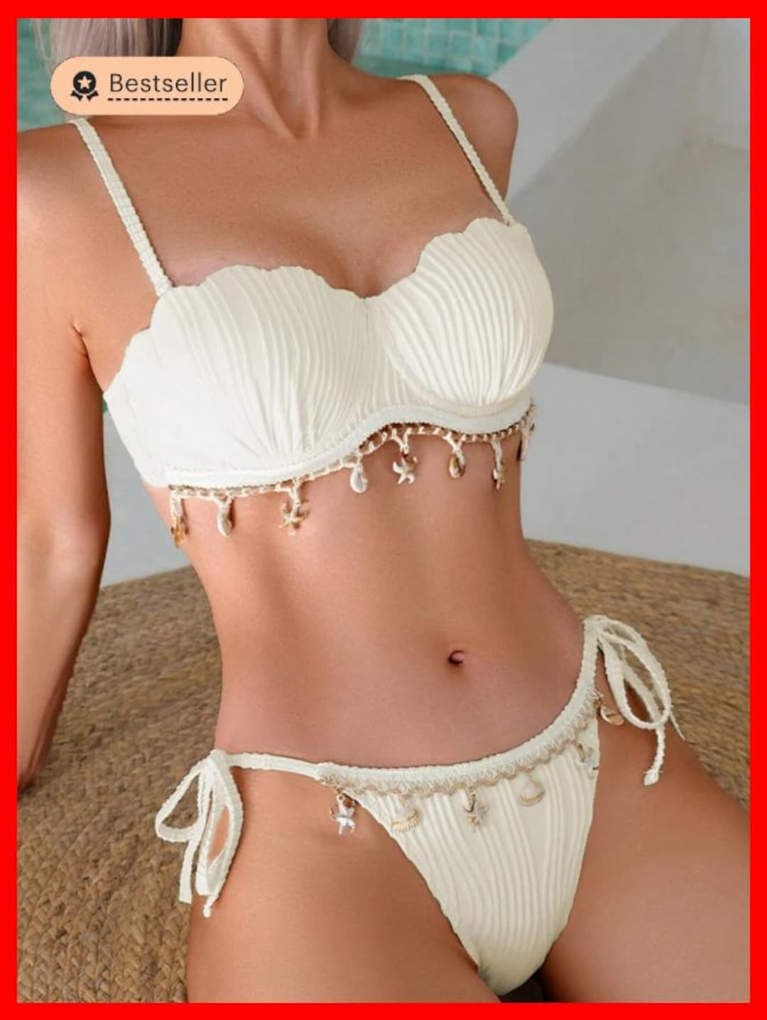 Custom Shell Bikini, White Bikini, Seashell Bikini,beach Club Bikini, Marbella Bikini, Tenerife ...