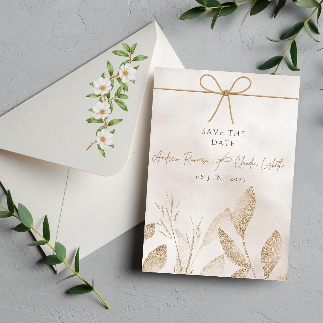 Silver Ash Wedding Invitation Template Two Page Canva Design Digital ...
