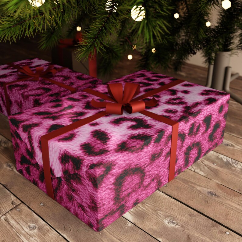 Pink Leopard Animal Wrapping Paper - Vibrant Gift Wrap, Bold Leopard ...