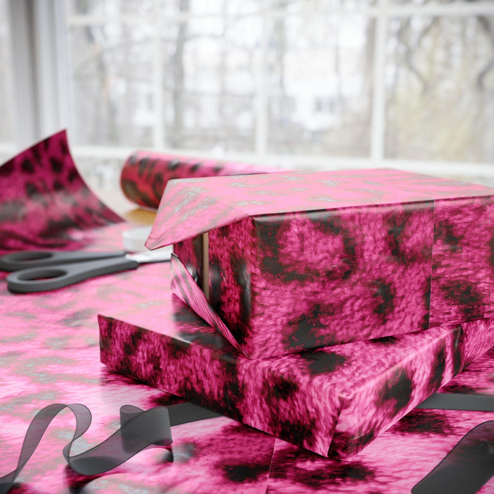 Pink Leopard Animal Wrapping Paper - Vibrant Gift Wrap, Bold Leopard ...