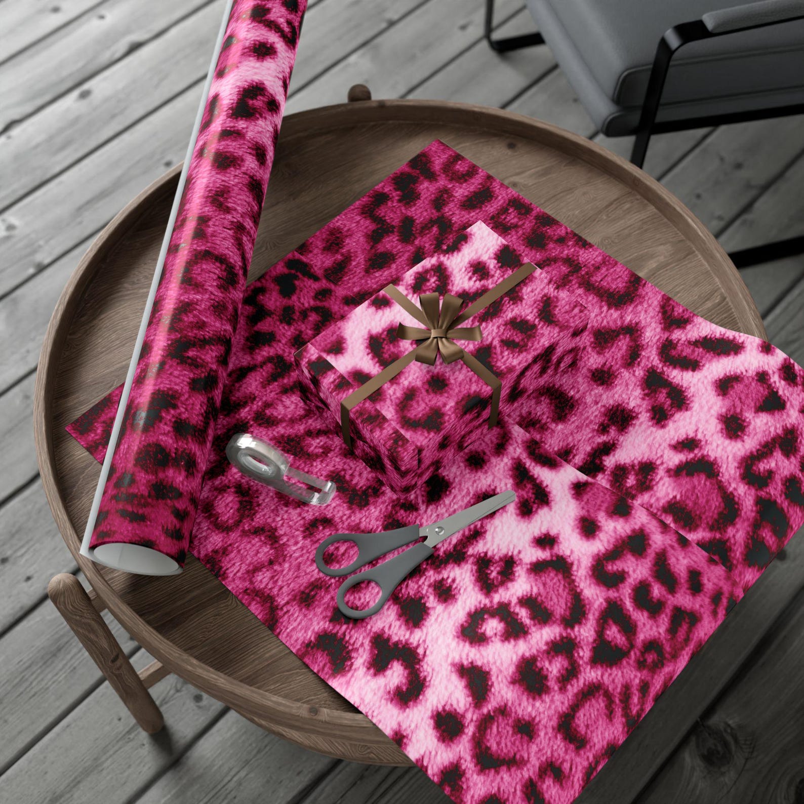 Pink Leopard Animal Wrapping Paper - Vibrant Gift Wrap, Bold Leopard ...