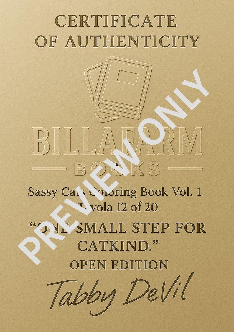 Sassy Cats Vol. 1 – Coloring Book – Artwork 12 of 20 - “one Small Step ...