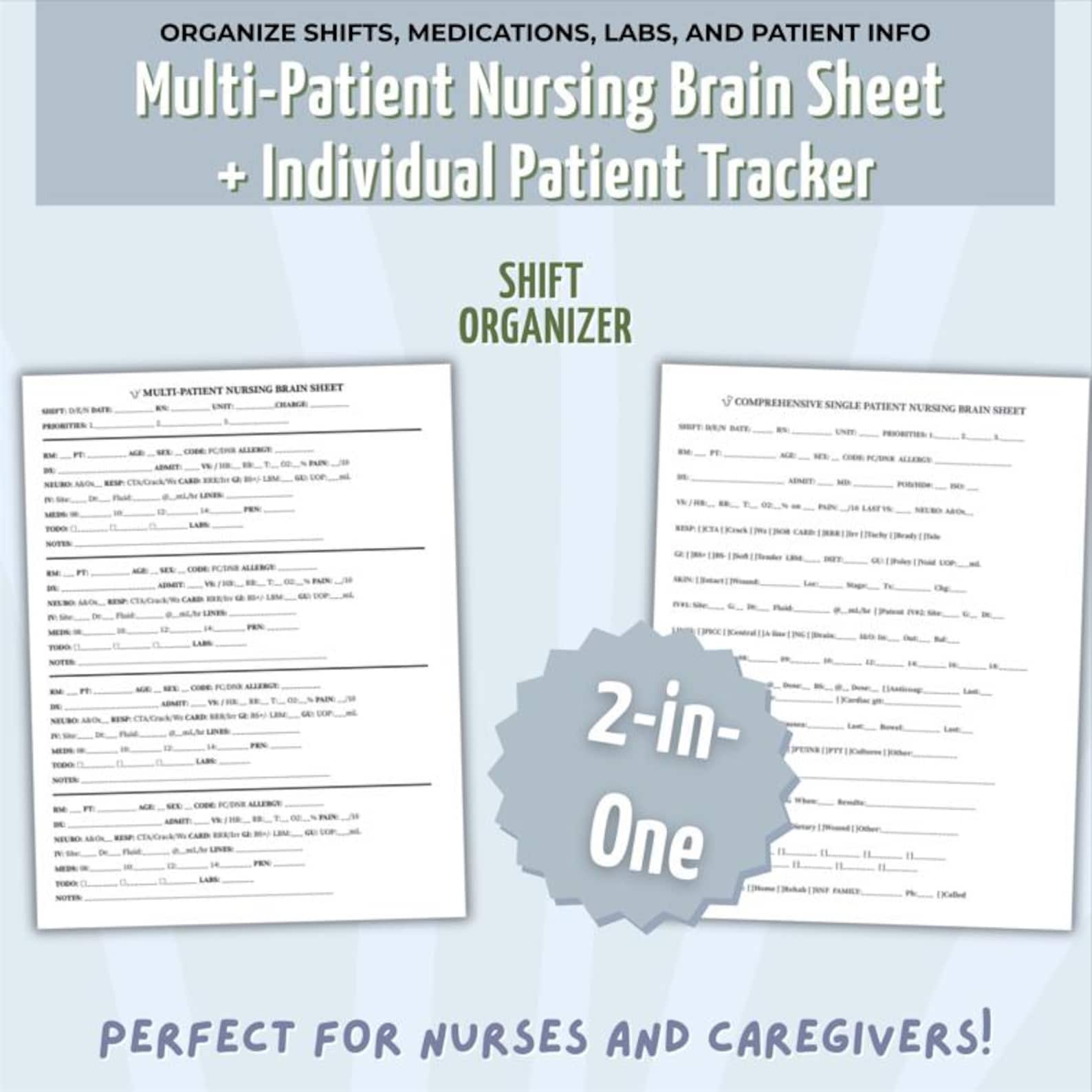Nurse Shift Organizer Bundle, Patient Handoff & Report Templates ...