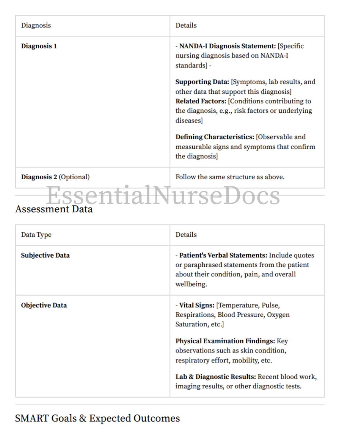 Editable Nursing Care Plan Template | Professional & Customizable - Etsy