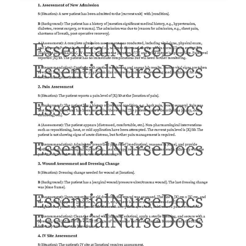 Nursing Charting Templates | SBAR, Non-sbar Clinical Notes (PDF & Canva ...