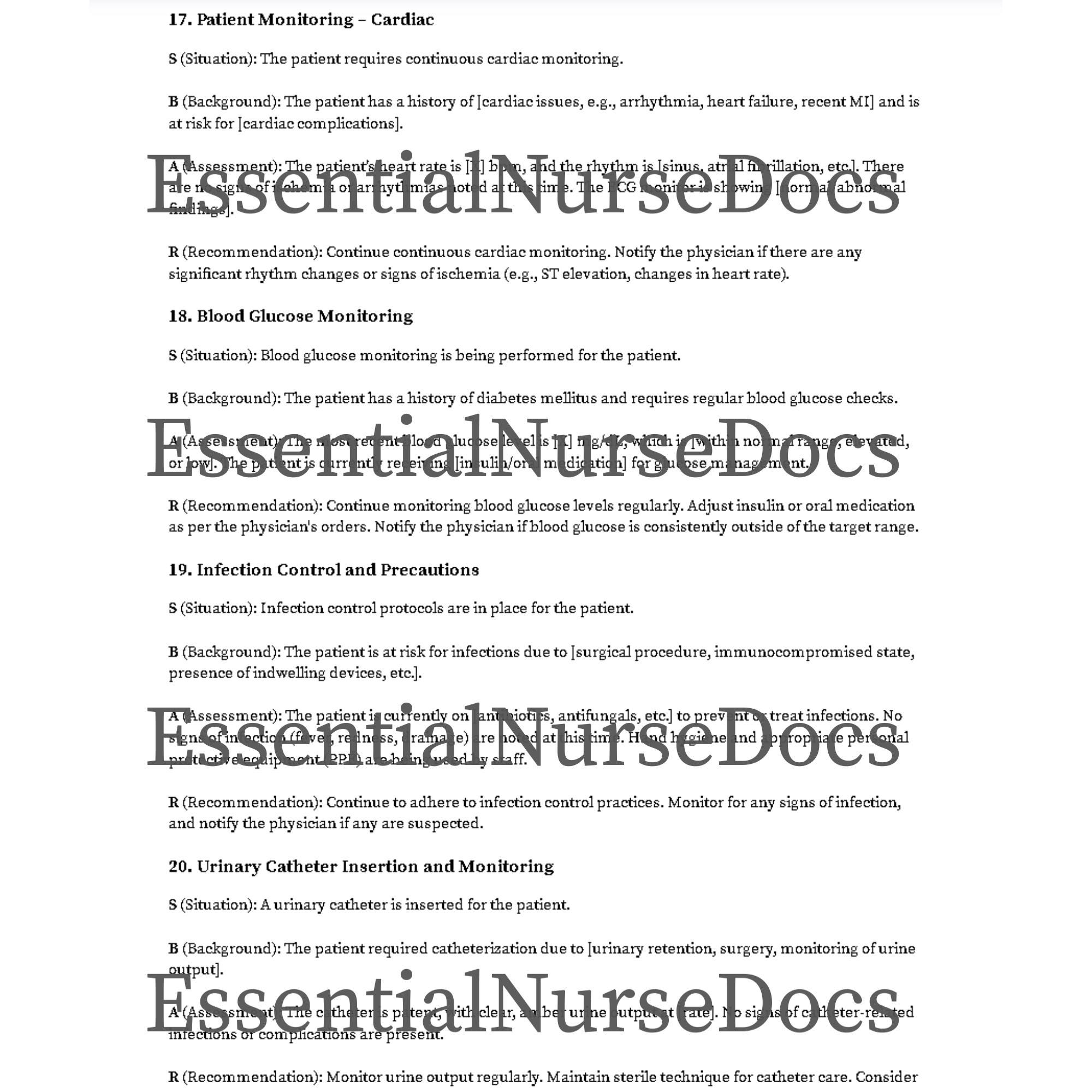 Nursing Charting Templates | SBAR & Non-sbar Clinical Note Toolkit | 57 ...