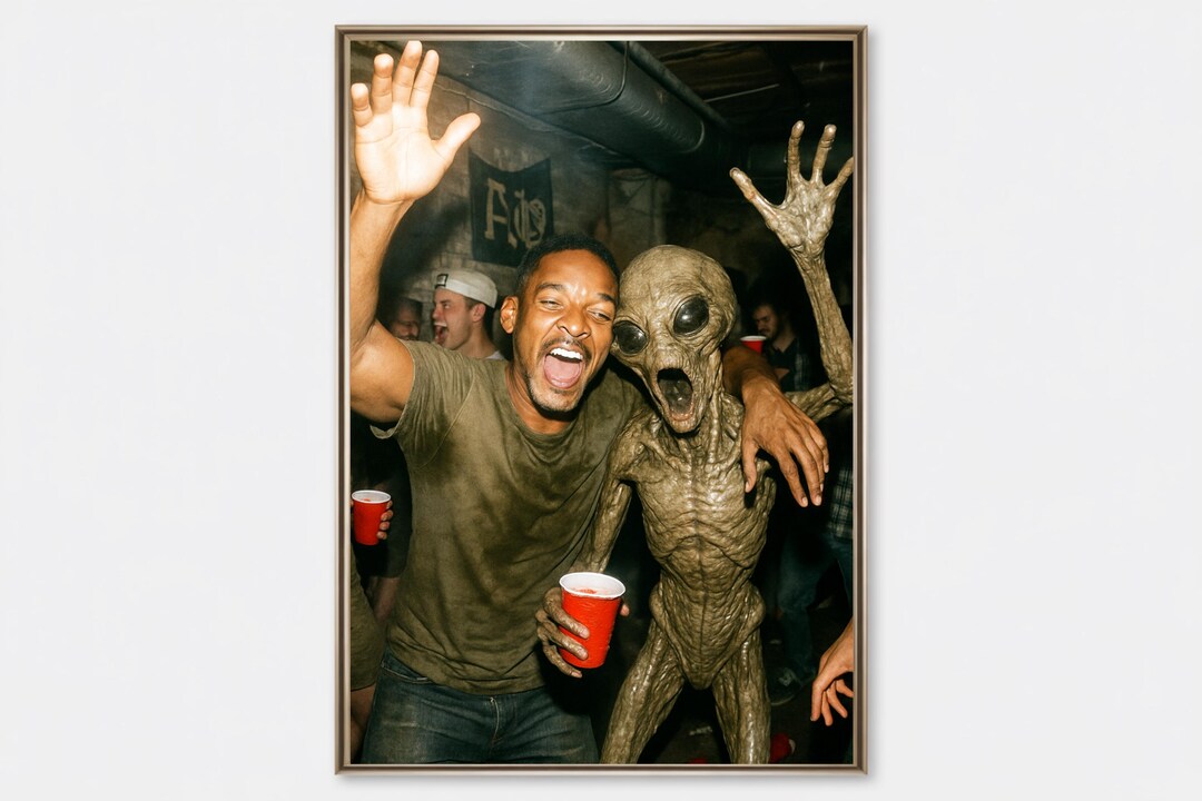 Alien Party Vertical Poster, Funny Extraterrestrial Party Wall Art ...