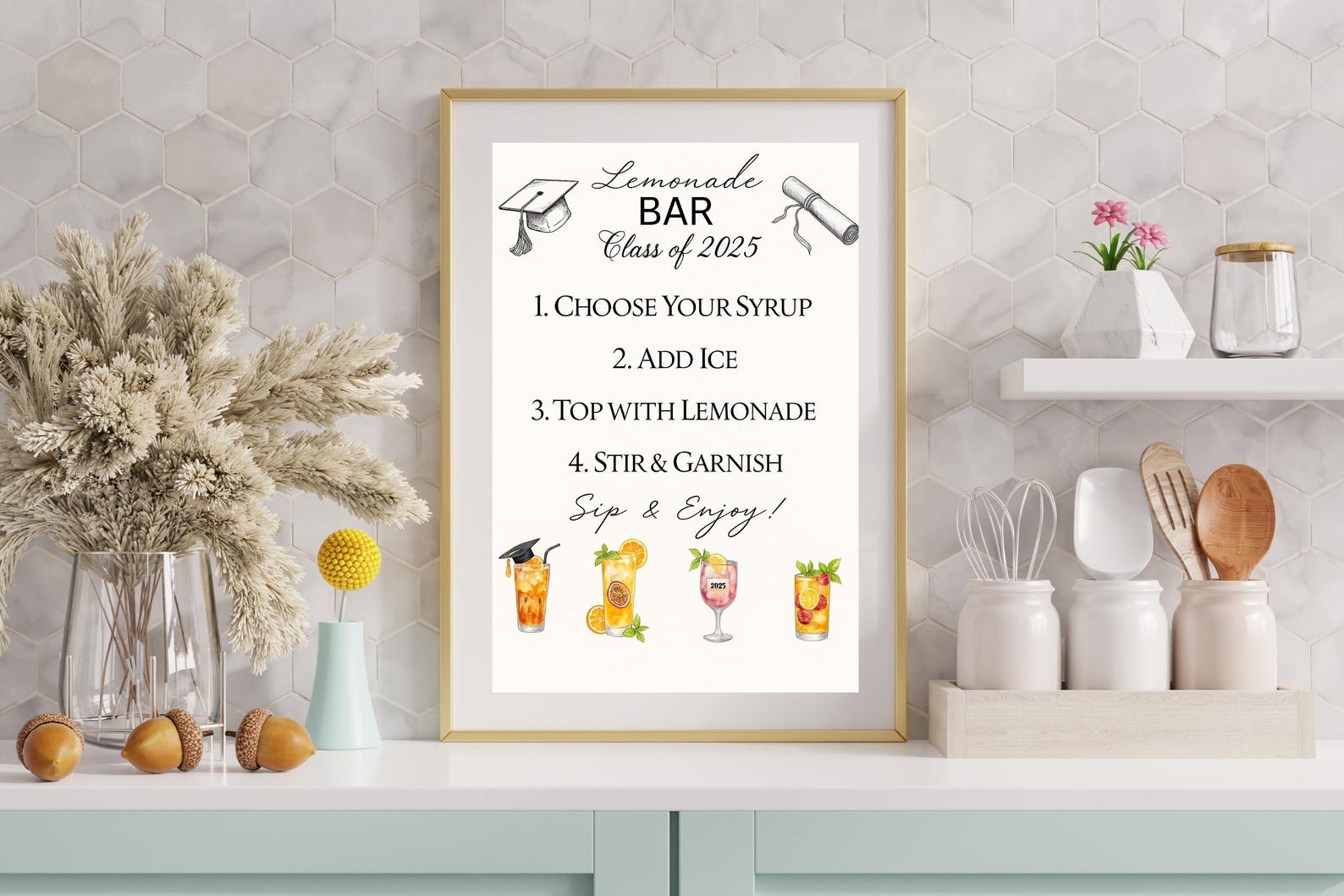 Graduation Party Lemonade Bar Menu Sign Set of 2 | Class of 2025 ...