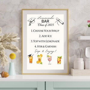 Graduation Party Lemonade Bar Menu Sign Set of 2 | Class of 2025 ...