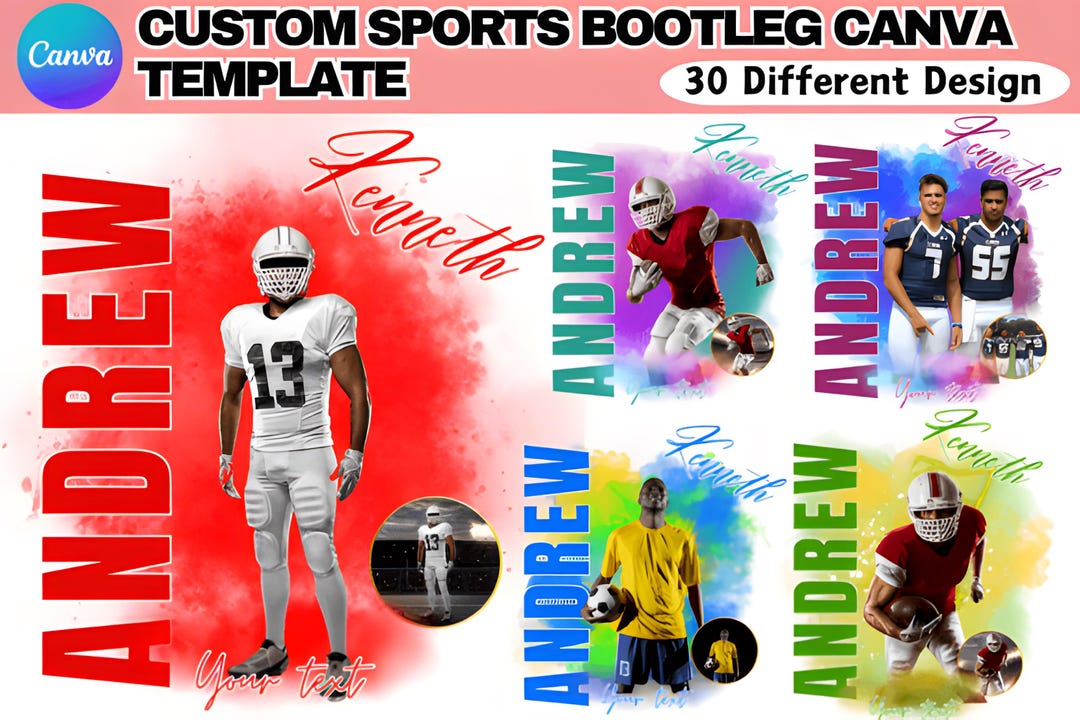 Custom Bootleg Sports Poster Canva Template, Editable Athlete Poster ...