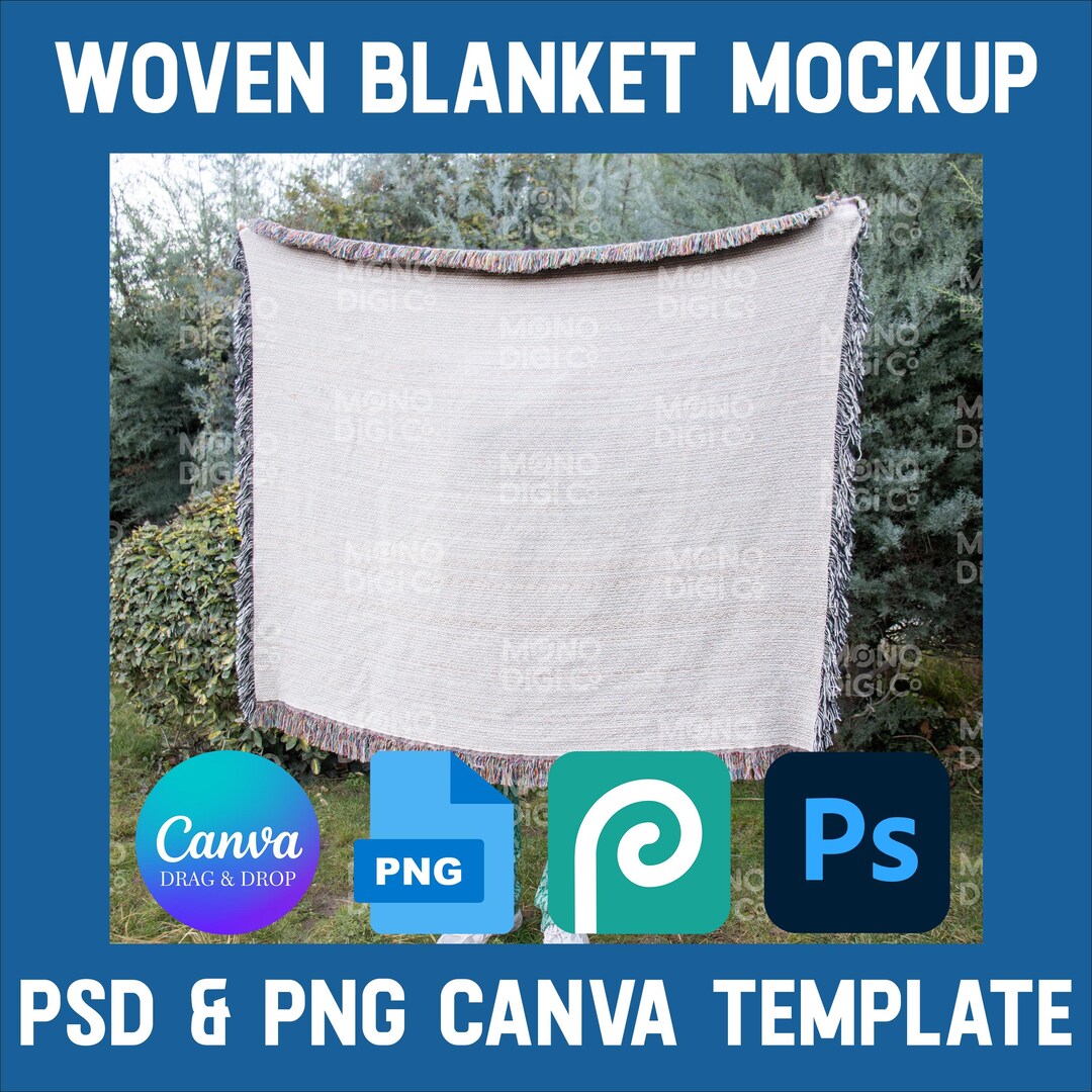 Woven Blanket Mockup: Canva, Photoshop, PNG (digital Download) - Etsy