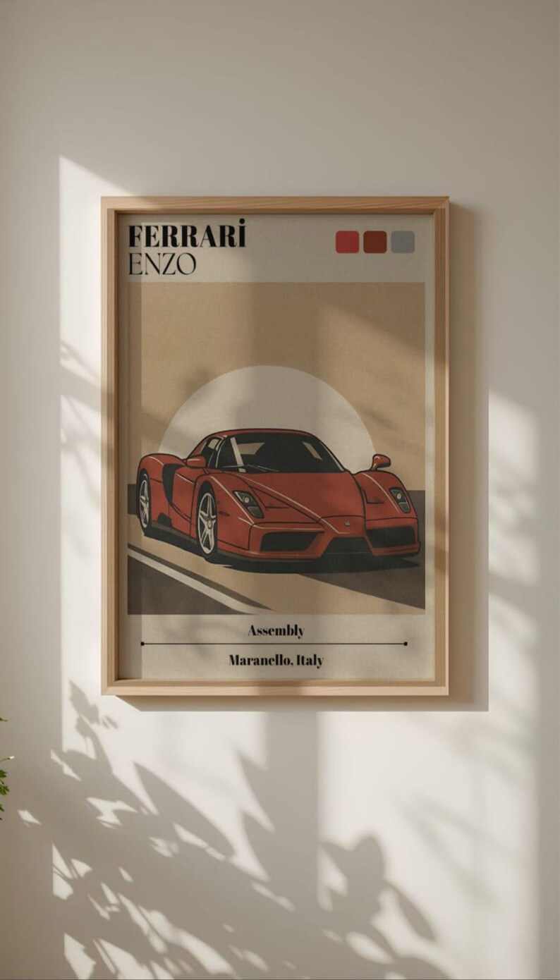 Ferrari Poster Set of 3, F40 Enzo 250 GTO Wall Art, Classic Car Digital ...