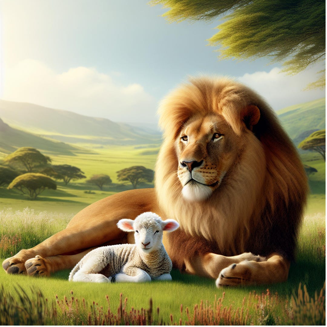 Lion and the Lamb Springtime and Easter Watercolor Style Poster ...