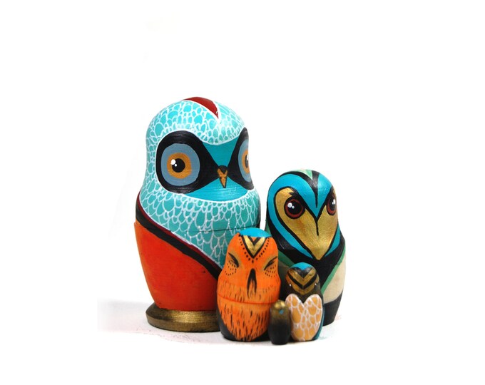 Custom Russian Owls Hand Painted Wood Stacking/nesting Dolls - Etsy