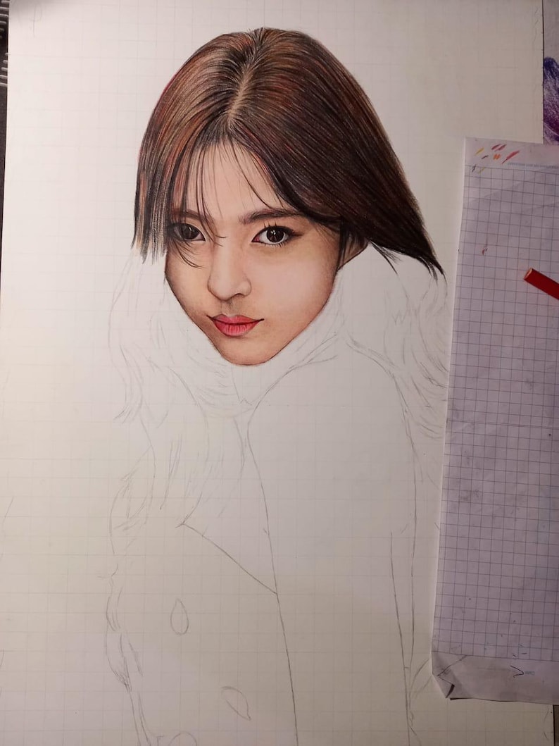 Custom Color Pencil Portrait From Photo Realistic Hand-drawn Wedding ...