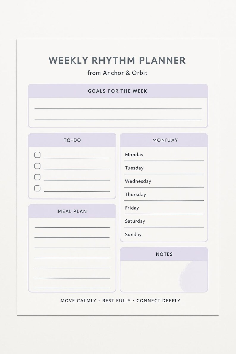 Weekly Rhythm Planner – Printable Adhd-friendly Organizer | Anchor ...