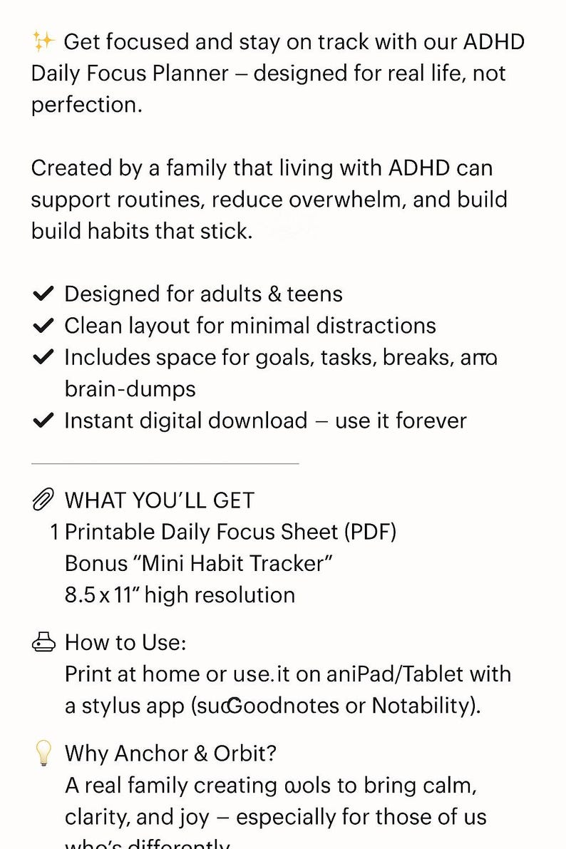 ADHD Daily Focus Planner – Printable PDF | Minimalist Daily Organizer ...