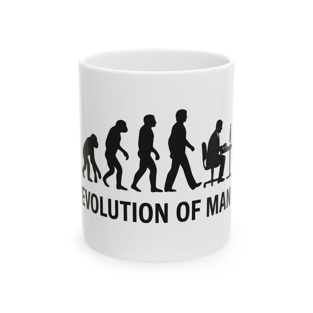 Office Mug Evolution of Man Ceramic Mug - Funny Gift for Office ...