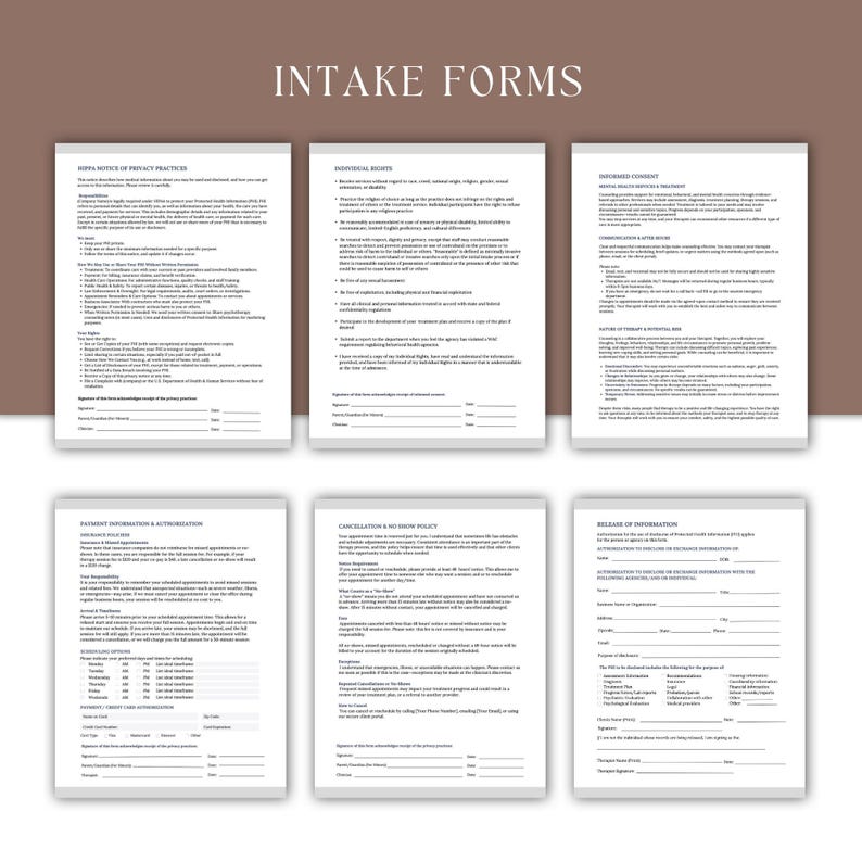 Mental Health Client Intake Form: Editable Templates for Therapists ...