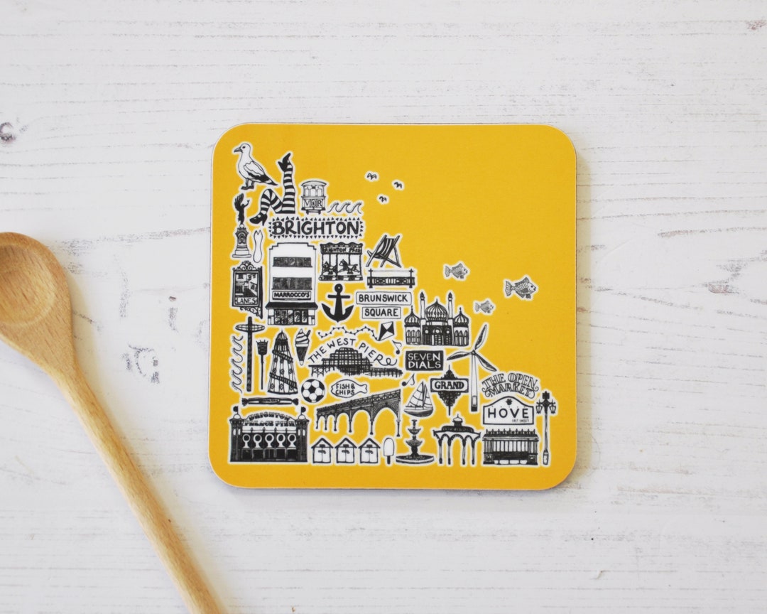 Brighton Yellow Coaster: Seaside Icons, Illustrated Souvenir Gift - Etsy