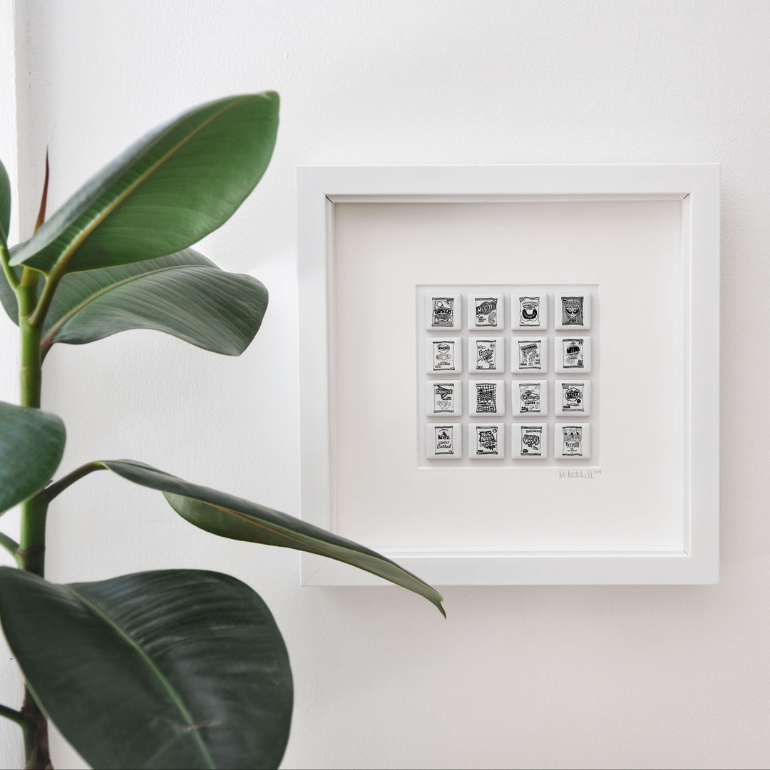 Crisp Packet Wall Art: Illustrated Wall Decor in Box Frame - Etsy