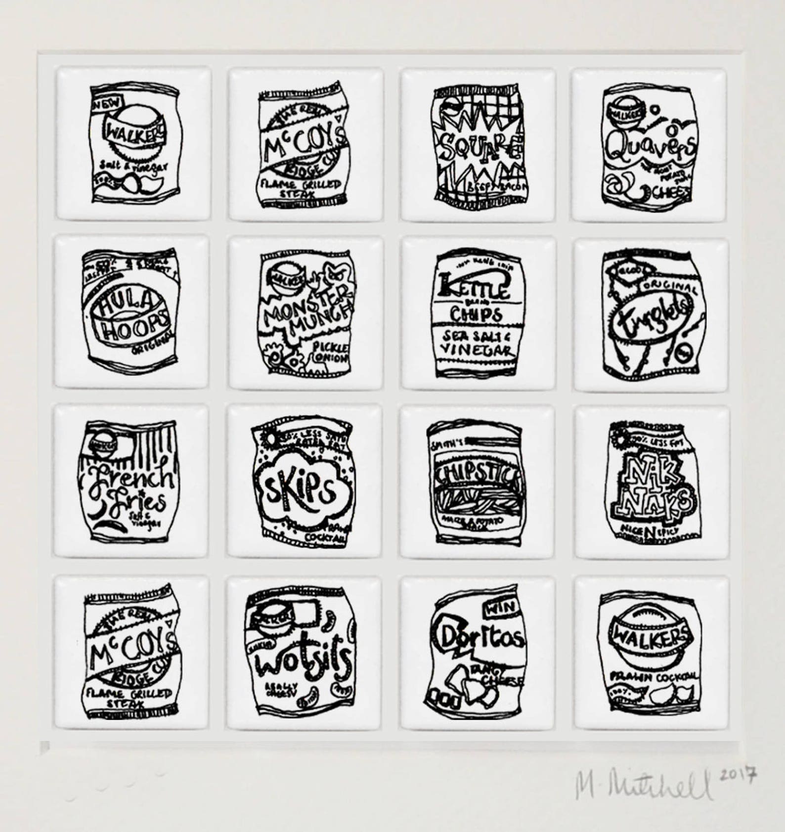 Crisp packets illustrated wall art | Etsy