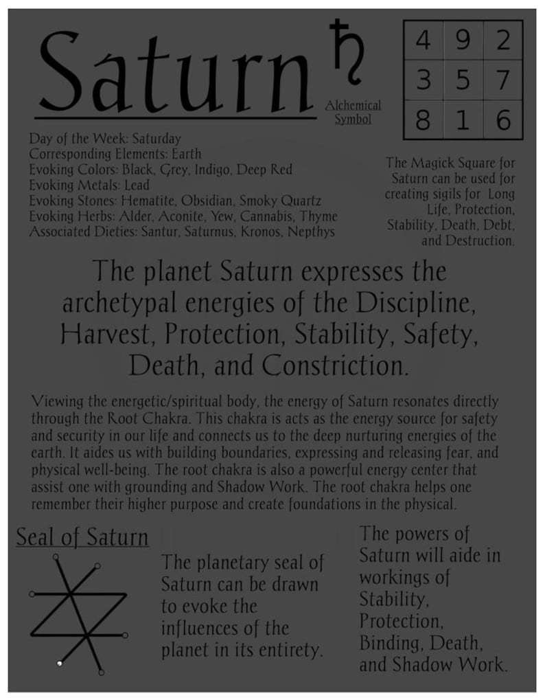 Planetary Magick Reference Pages | Fully Filled With Correspondences ...