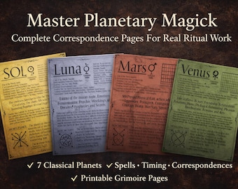 Planetary Magick Reference Pages Printable Grimoire Insert Astrology ...